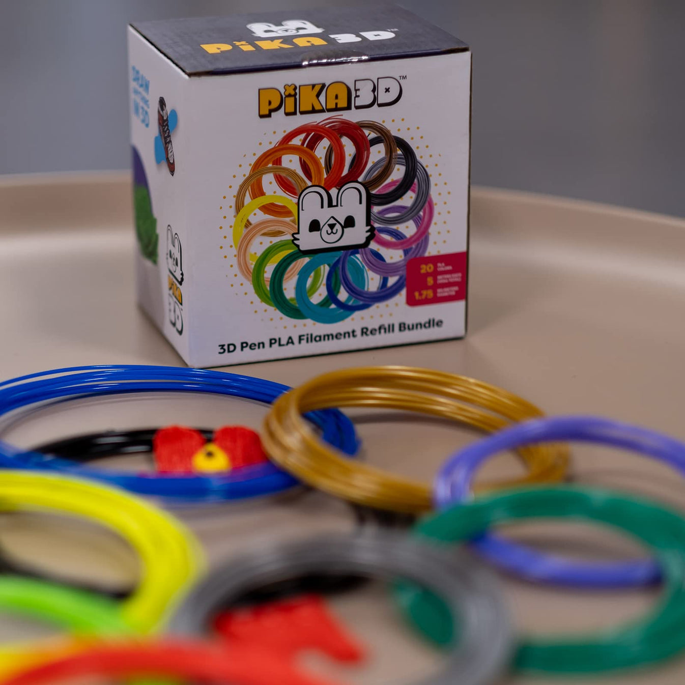 PIKA3D PLA 1.75mm Filament Refills, 20 Colors, 5 Meters Per Color – PiKA3D